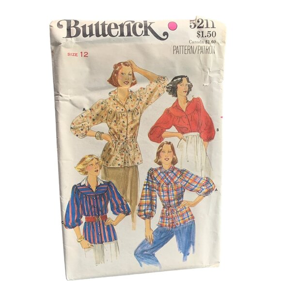 Butterick | Other | Butterick 521 Vintage Sewing Pattern Misses Blouse ...